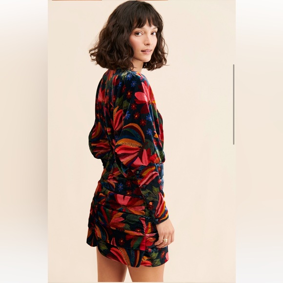 FARM Rio | Dresses | Nwt Farm Rio Black Banana Sky Velvet Mini Dress ...
